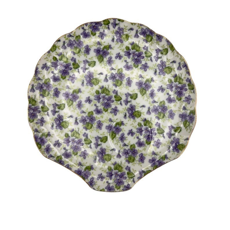 4 Vintage Snack Plates, in the Violet Chintz Design by Lefton and ...