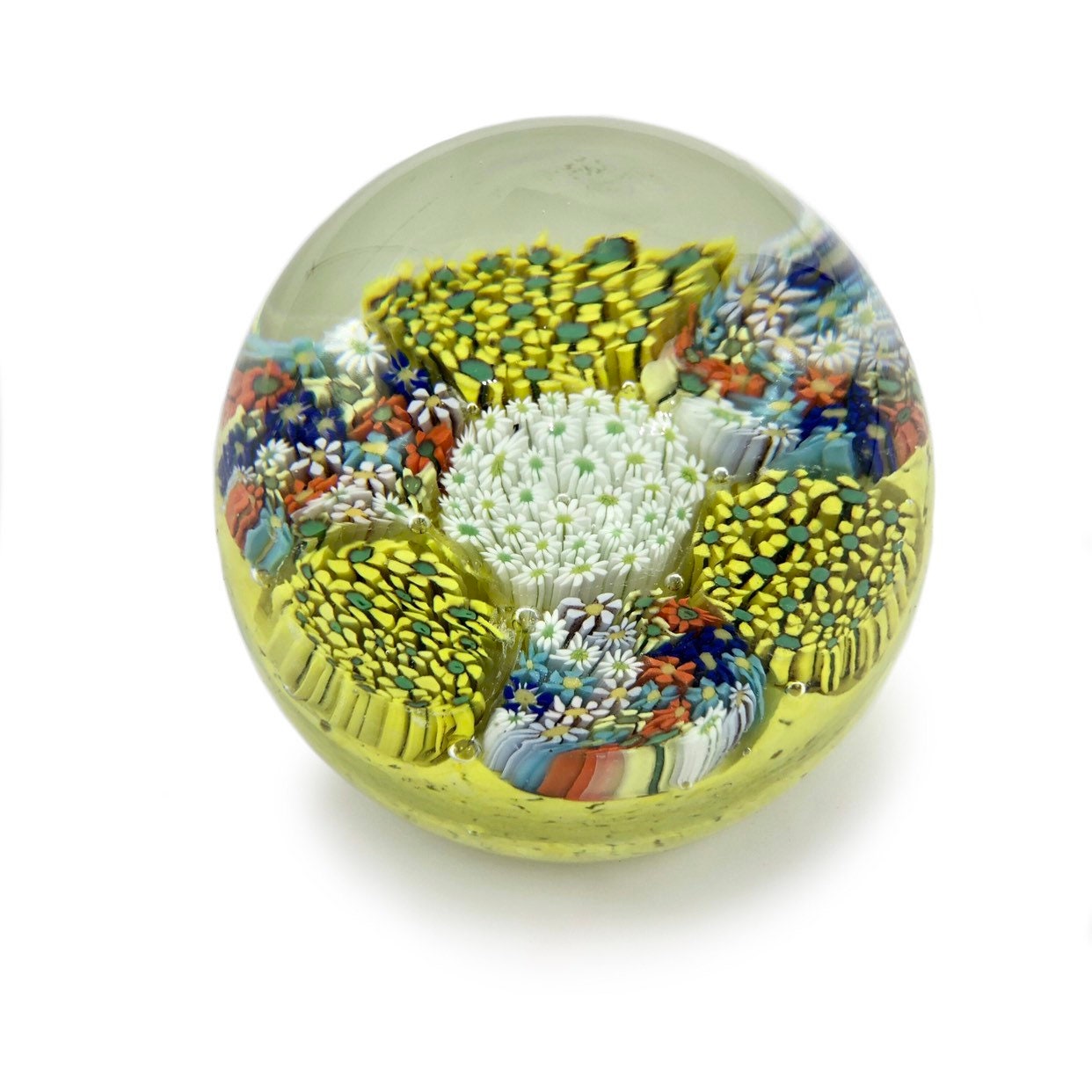 Paperweights Collectibles Murano Italy White Floral Millefiori ...