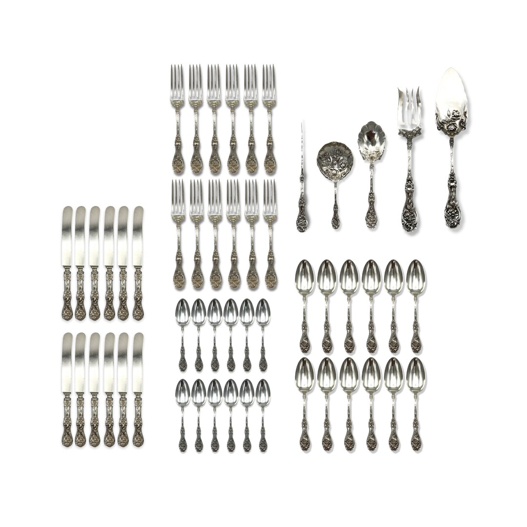 Antique 12 Place Settings WM A Rogers 1908 Glenrose Old French Hollow ...