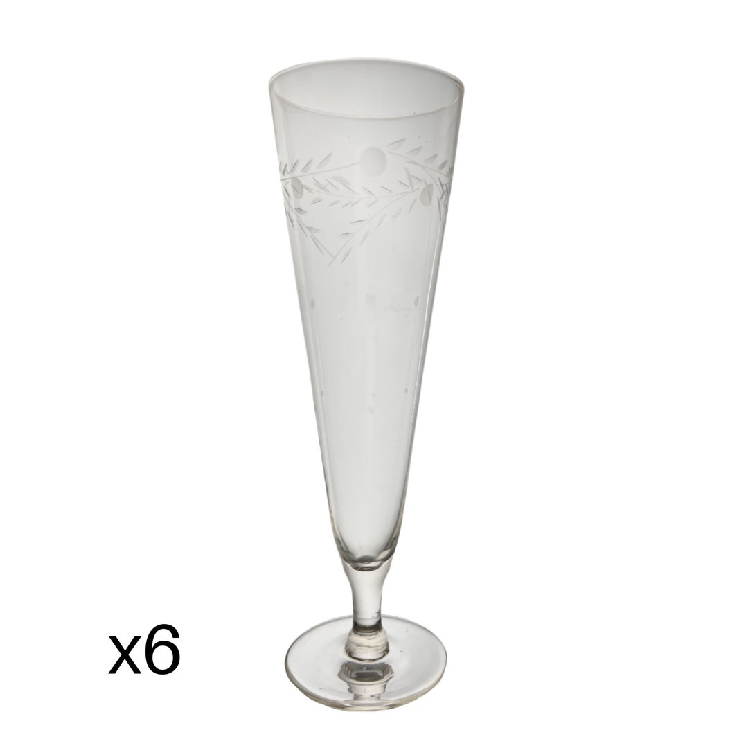 Set of 6 Willow Moon by Pioneer (japan) Vintage Footed Blown Pilsner ...