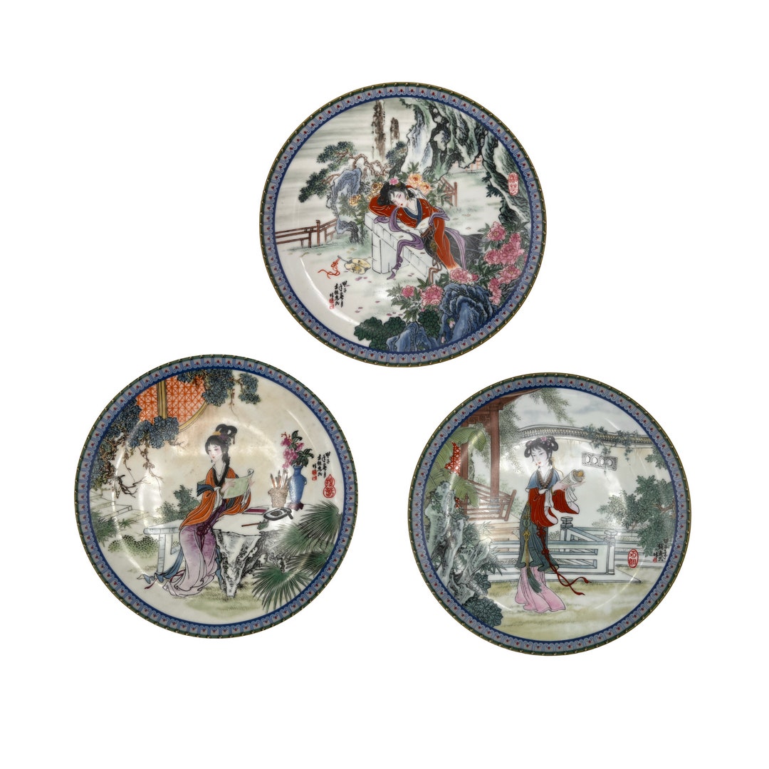3 Decorative Chinese Plate Set by Master Artisan Zhao Huimin - Etsy