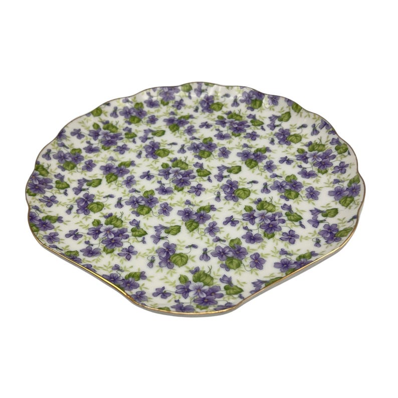 4 Vintage Snack Plates, in the Violet Chintz Design by Lefton and ...