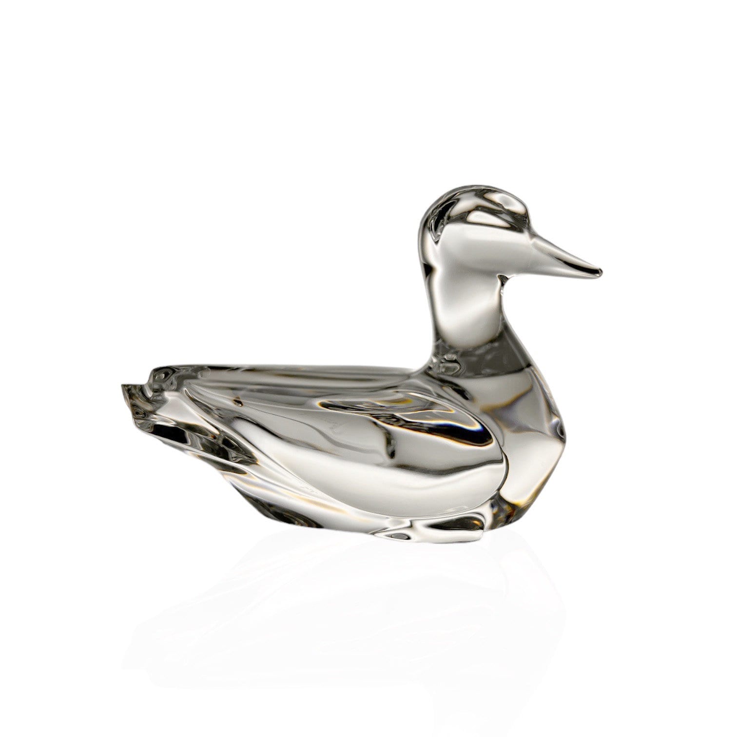 BACCARAT France, Elegant Clear Crystal Duck in Swimming Figural Form ...
