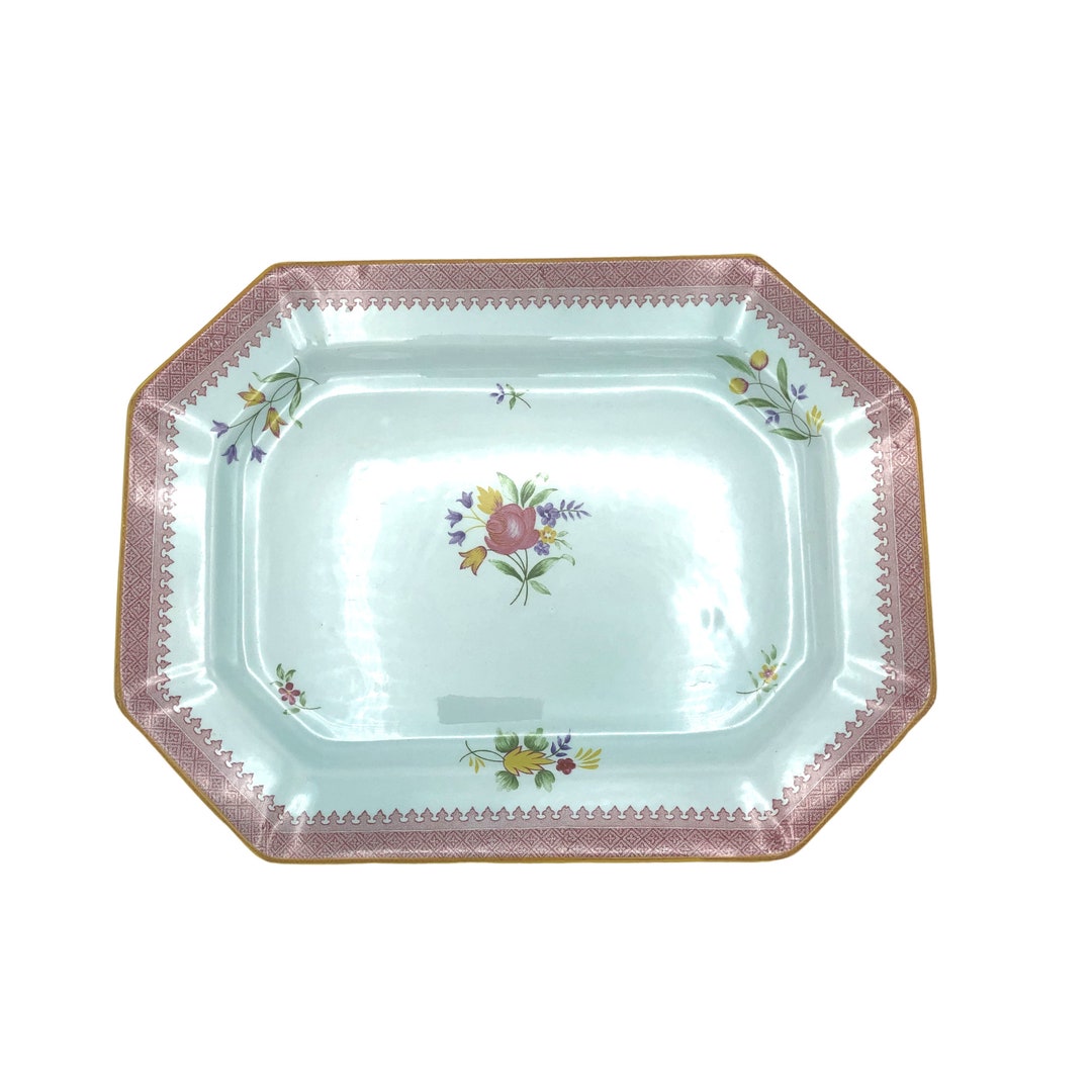Adams Calyx Ware Lowestoft Ironstone Octagon Platter, Floral Print - Etsy