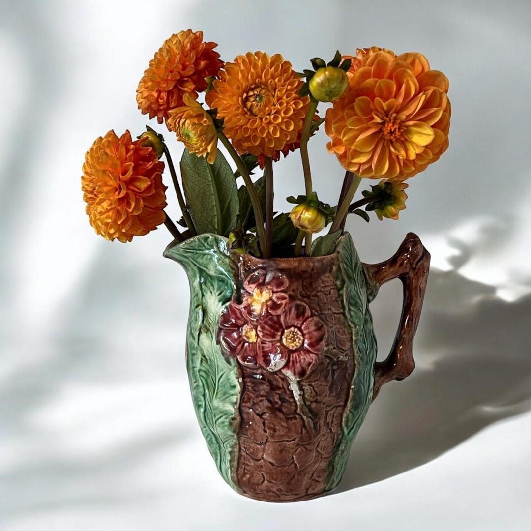 Majolica Antique Simon Fielding Jug / Pitcher of Pink Japanese ...