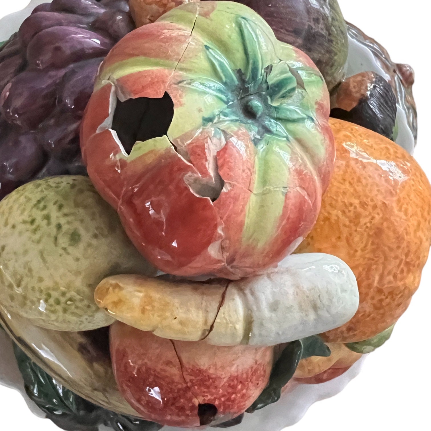 Pair of Capodimonte Ceramic Fruit & Vegetable Footed Topiaries: Italian ...