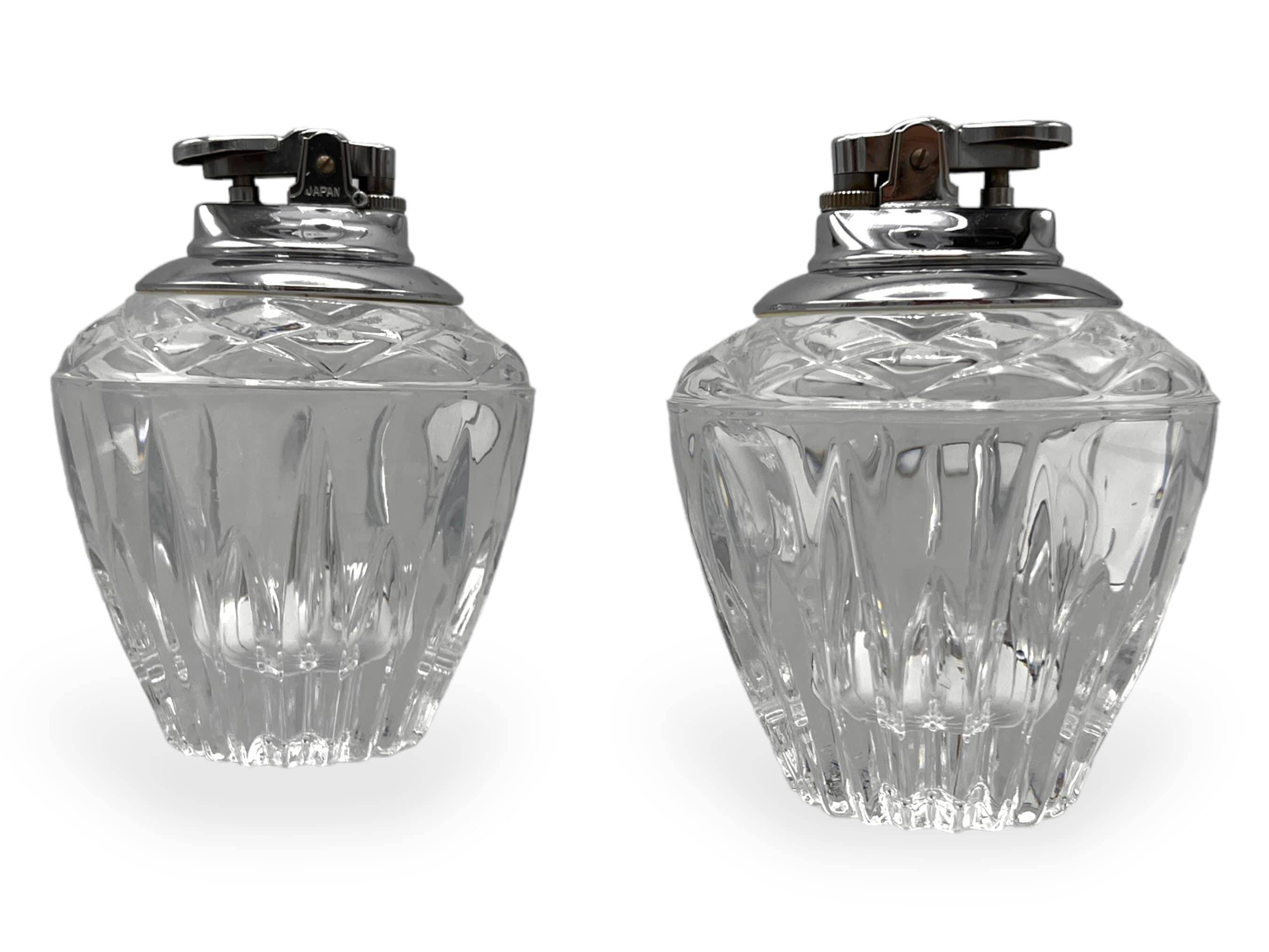 Pair of Vintage Lead Cut Crystal Table Cigarette Lighters by - Etsy