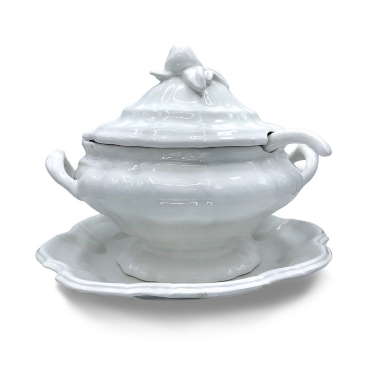 Blanc De Chine Style Tureen | Ceramic Soup Server With Ladle - Etsy