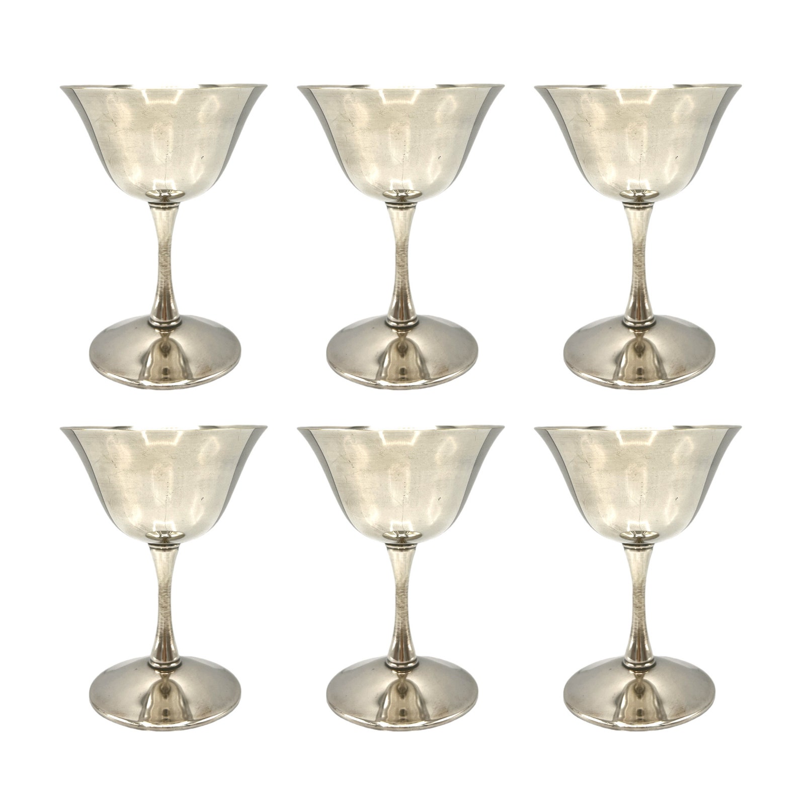 6 Silver Plated Martini Cocktail Metal Vessels, Coupes or "glasses" by ...