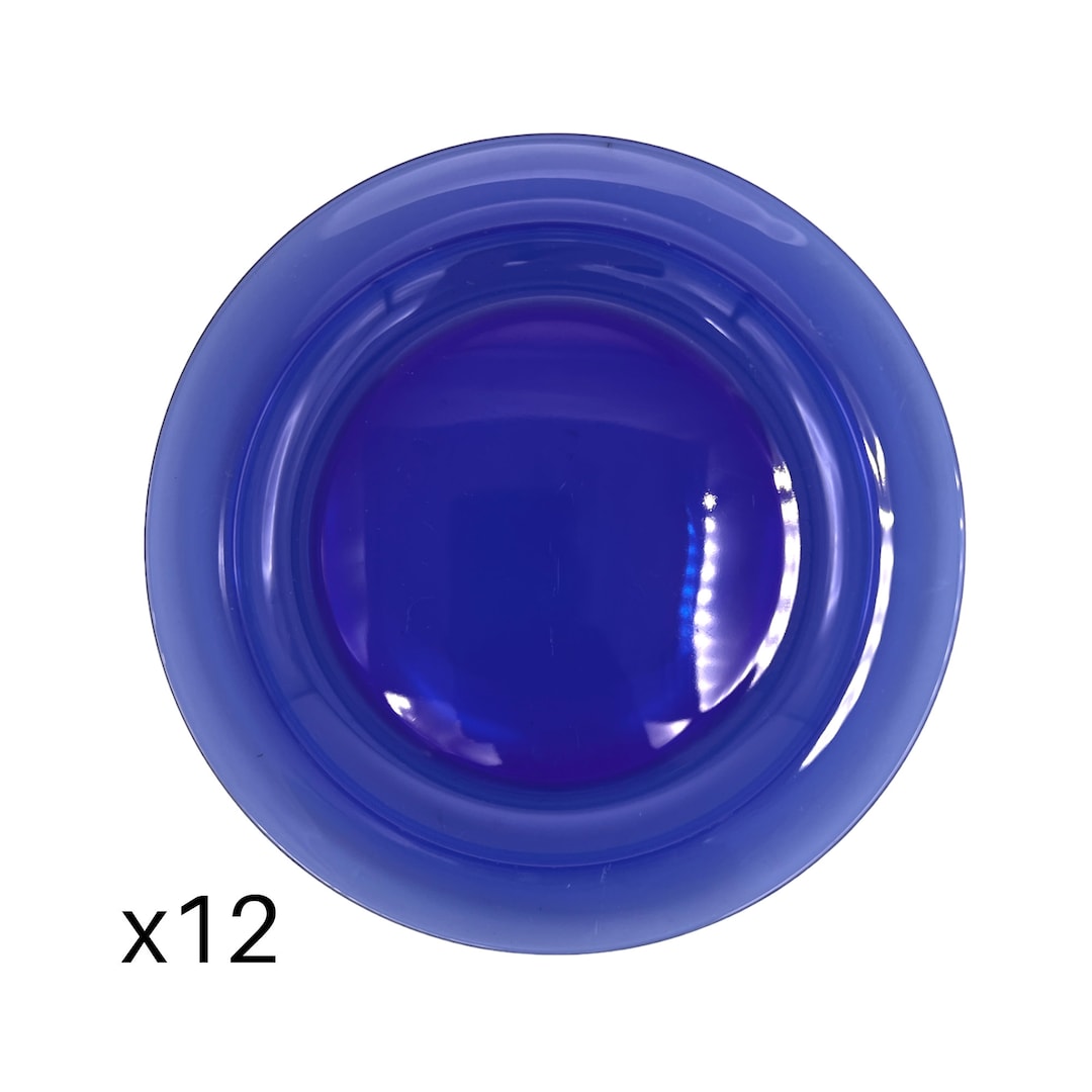 Arcoroc France, 12 Cobalt Blue Transparent Colored Glass Luncheon or ...