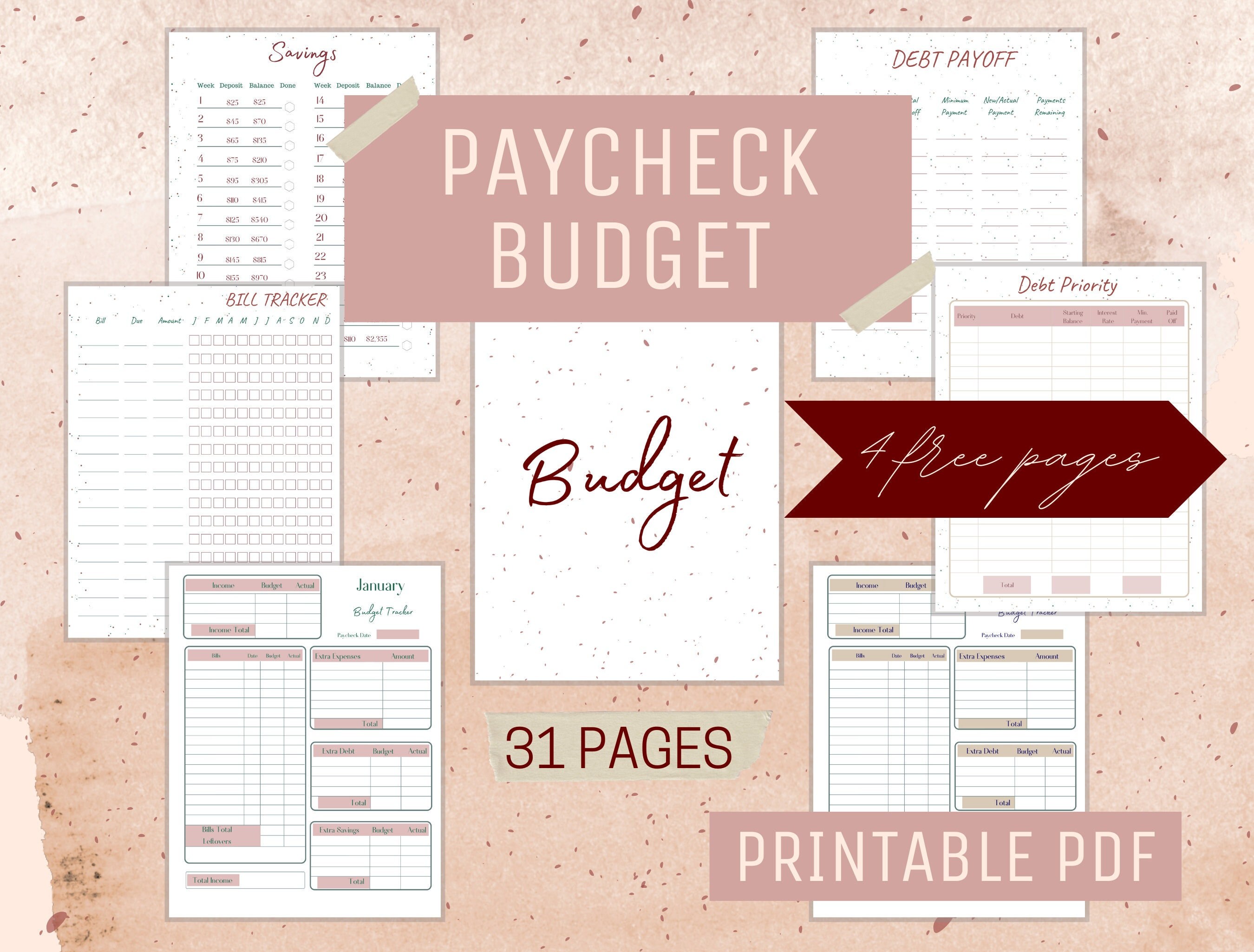 Printable Budget Planner - Paycheck - Etsy