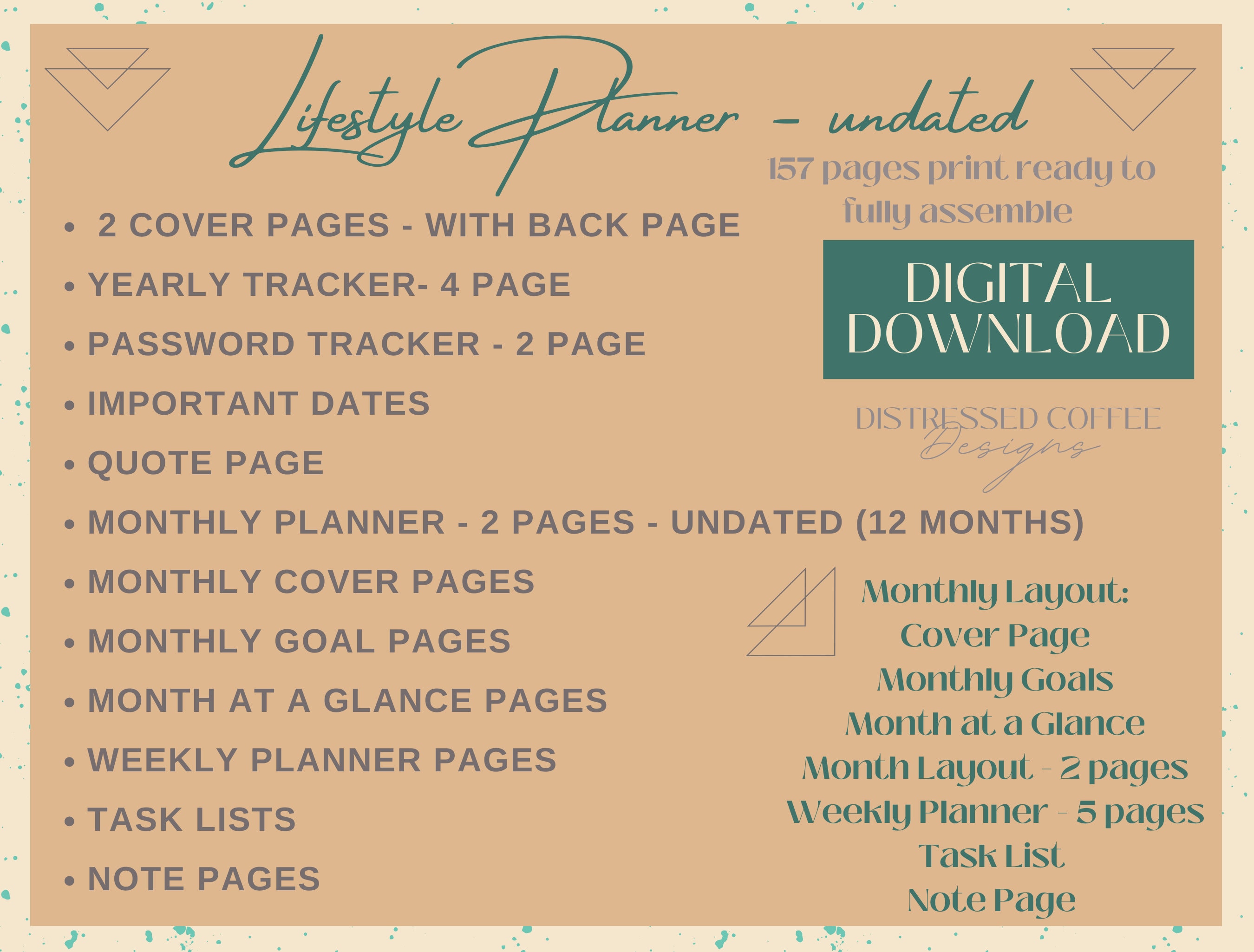 Printable Lifestyle Planner - Undated *LIFE IS A DREAM* - Etsy
