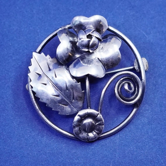 Vintage 1940s RAFFAELE Sterling Silver handmade Flowe… - Gem