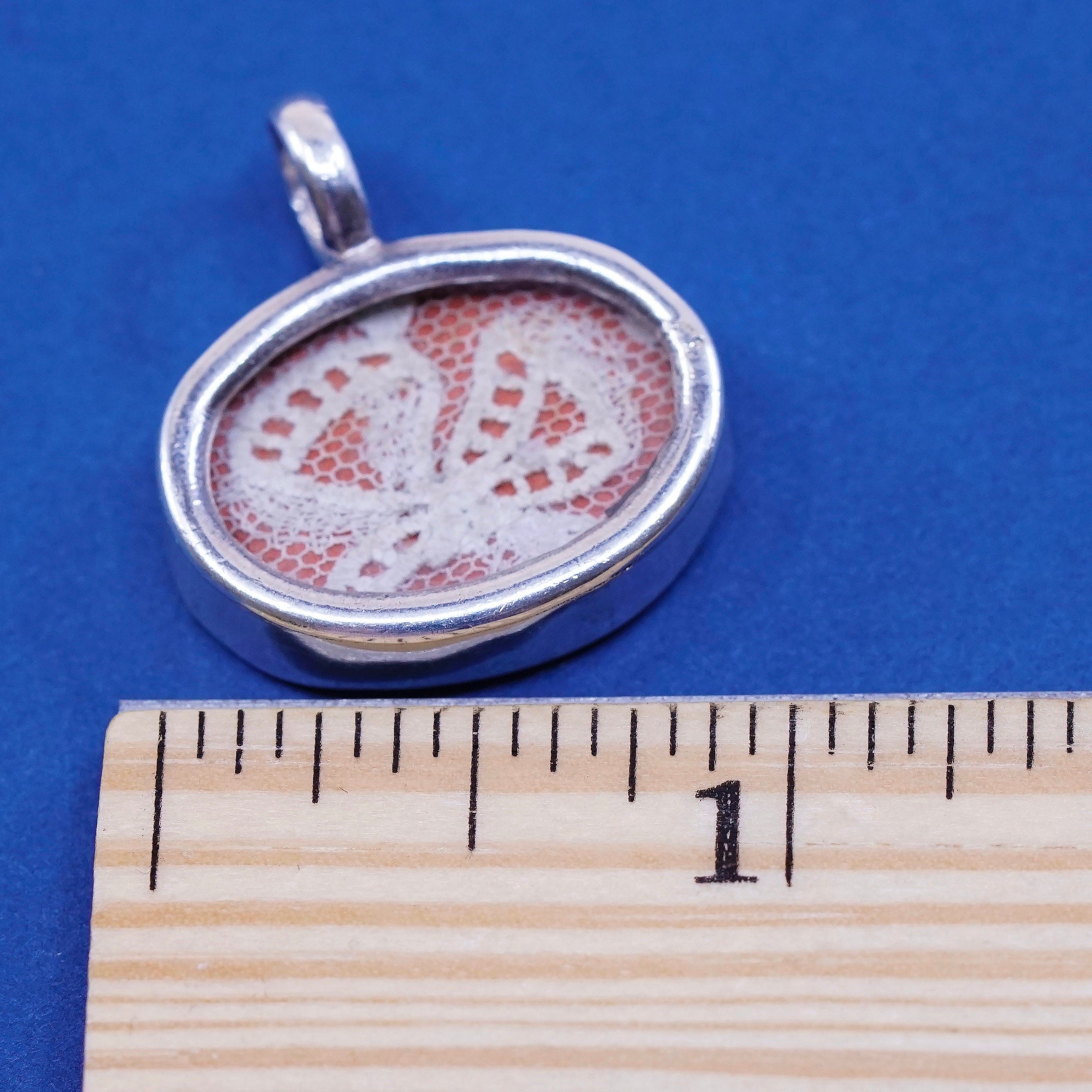 Vintage Sterling Silver Handmade Pendant 925 With Lace Inlay | Etsy