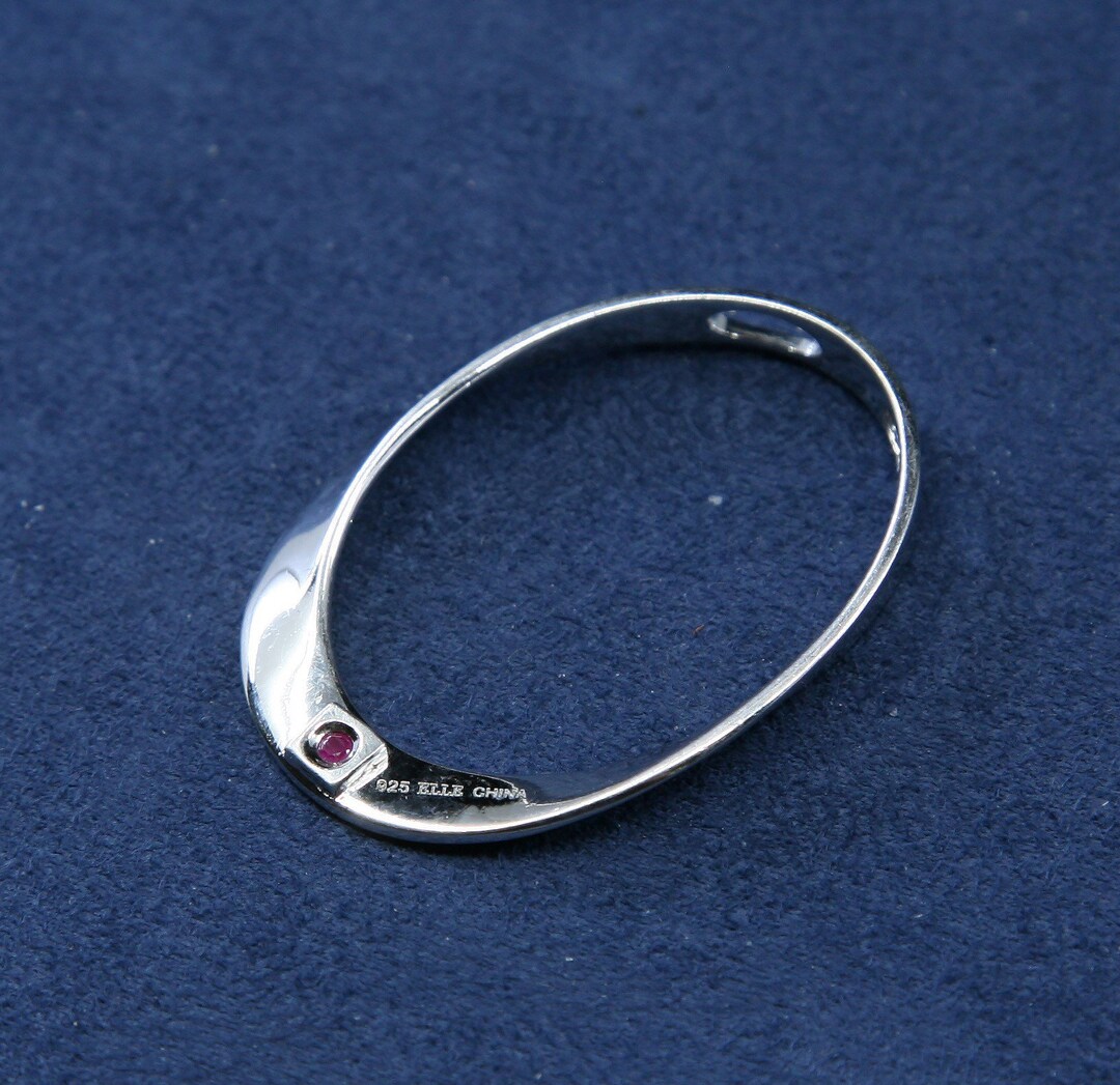 Vintage Designer Elle Sterling Silver Handmade Pendant With Ruby Detail ...