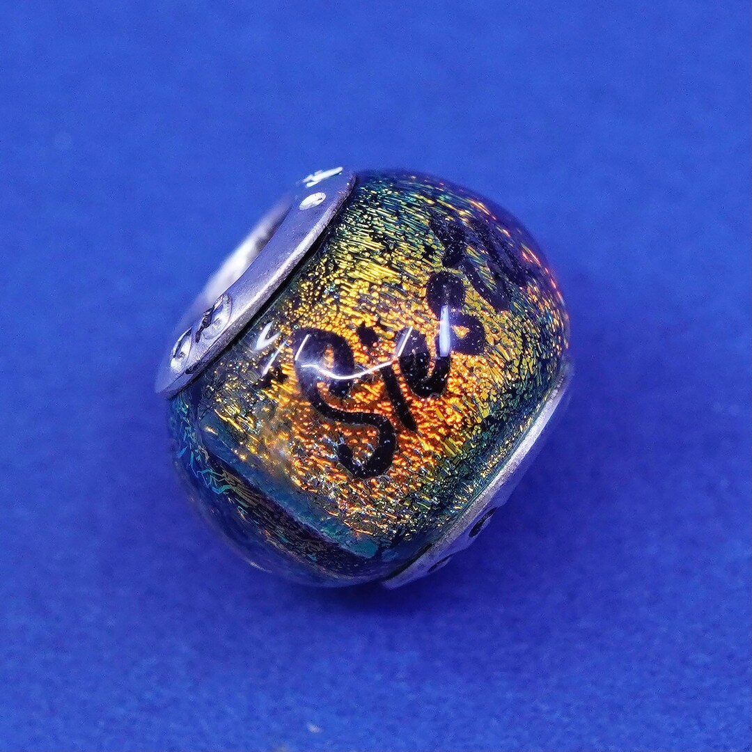 QG Mexico Sterling Silver Handmade Bead Pendant, 925 Charm With Foiled ...