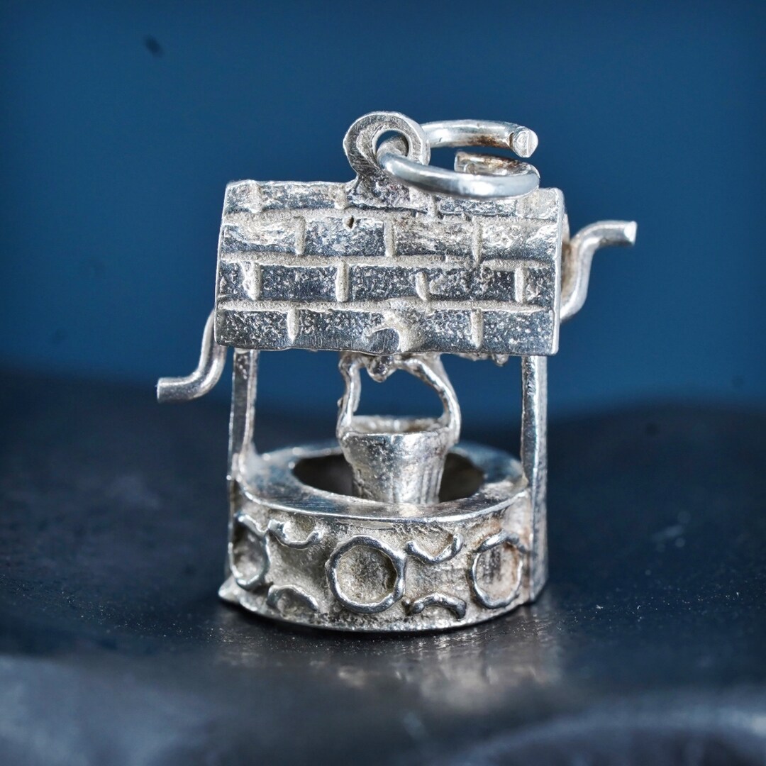 Vintage Sterling Silver Handmade Pendant, 925 Water Well Charm, Silver ...