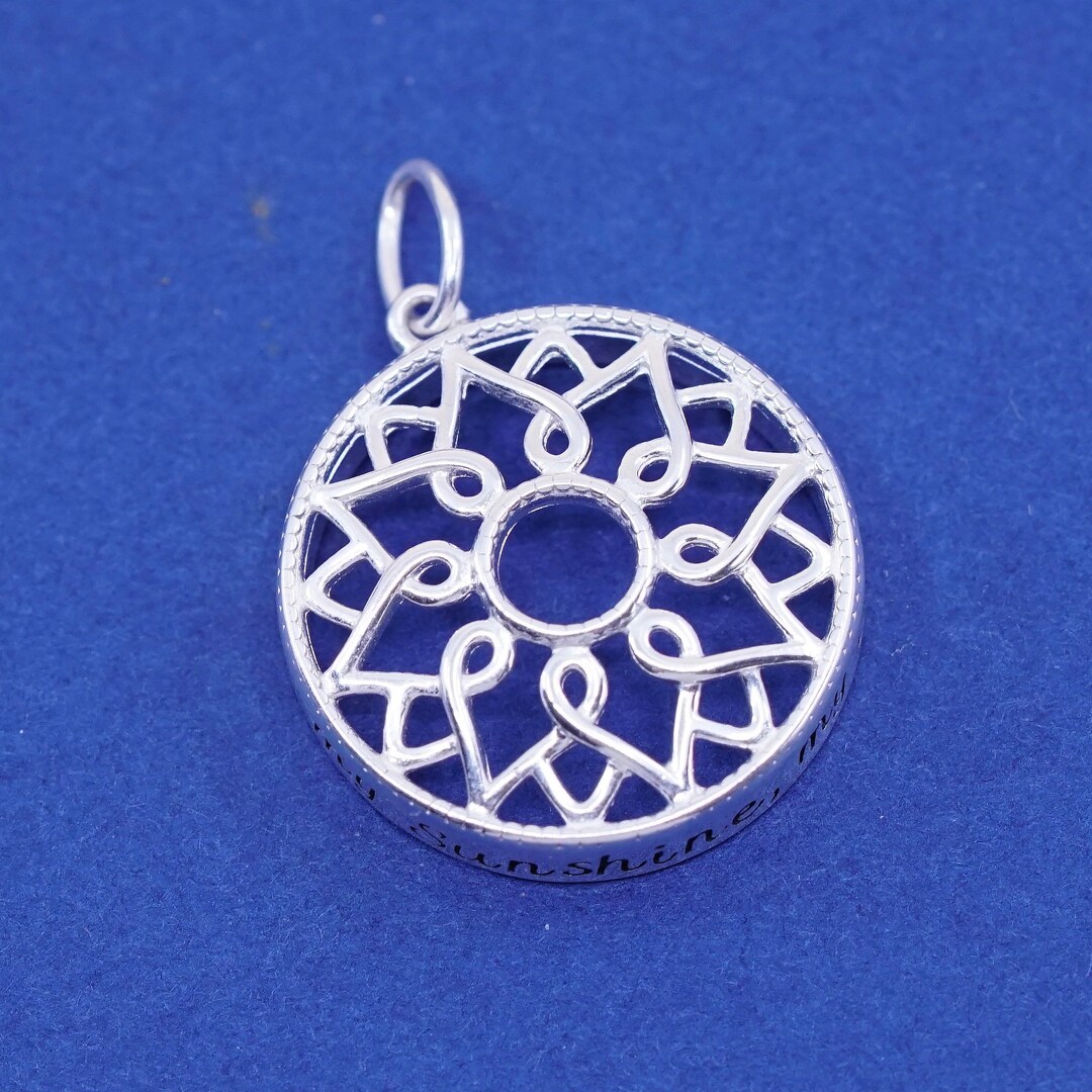 Vintage Sterling 926 Silver Handmade Pendant, Filigree Swirl Circle ...