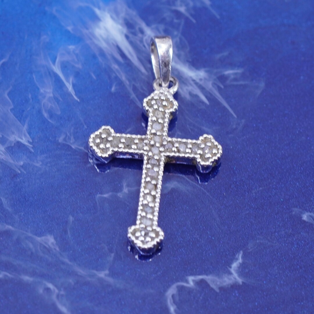 Vintage Sterling Silver Handmade Pedant, 925 Cross With Cluster Genuine ...