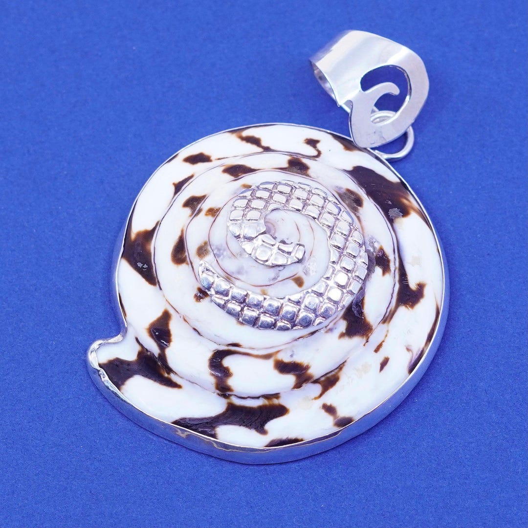 Vintage HOB Mexico Sterling 925 Silver Handmade Pendant With Shell - Etsy
