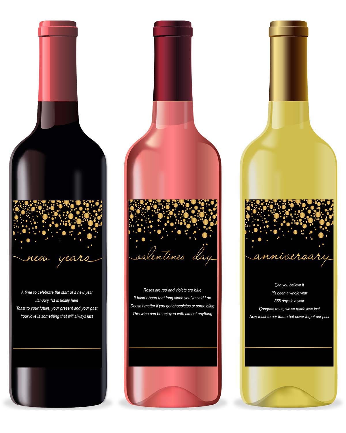 Instant Download Gold Wedding Milestone Wine Labels ~ Unique Wedding ...