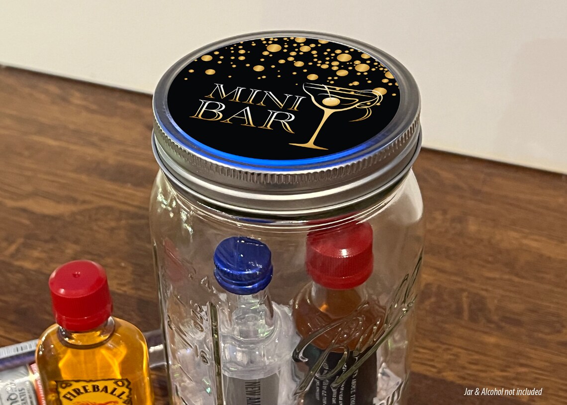 Instant Download Mini Bar in a Jar Lid Design Gold Dots - Etsy Canada