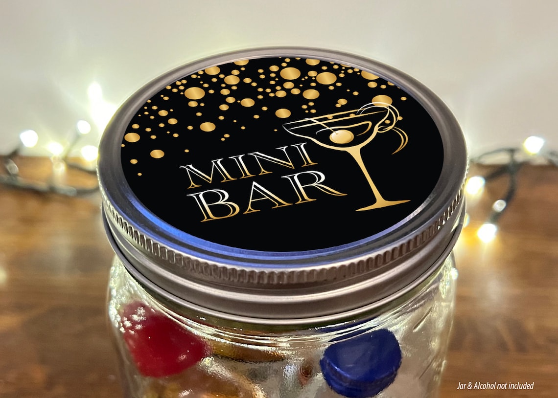 Instant Download Mini Bar in a Jar Lid Design - Gold Dots - Digital ...
