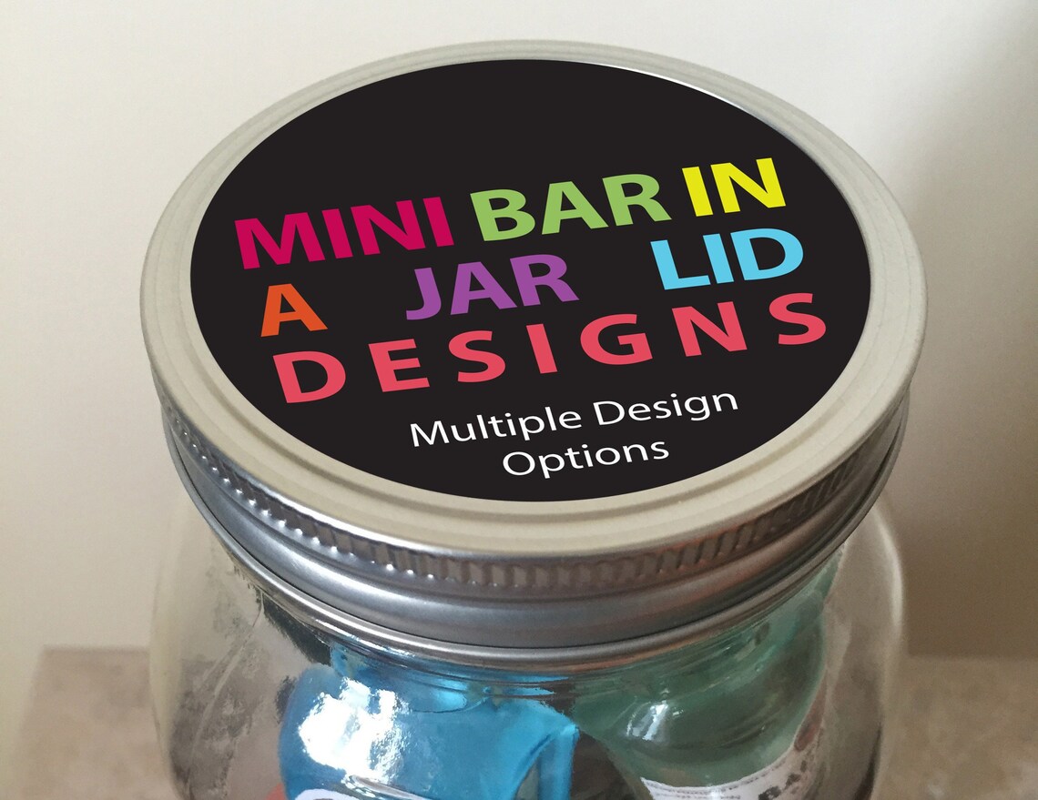 Mini Bar in a Jar LID Designs With Multiple Options | Etsy