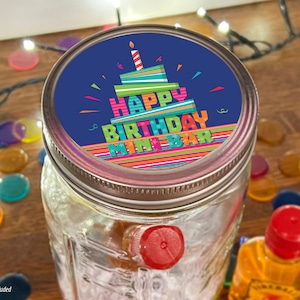 Instant Download Mini Bar in a Jar Lid Design - Happy Birthday Cake ...