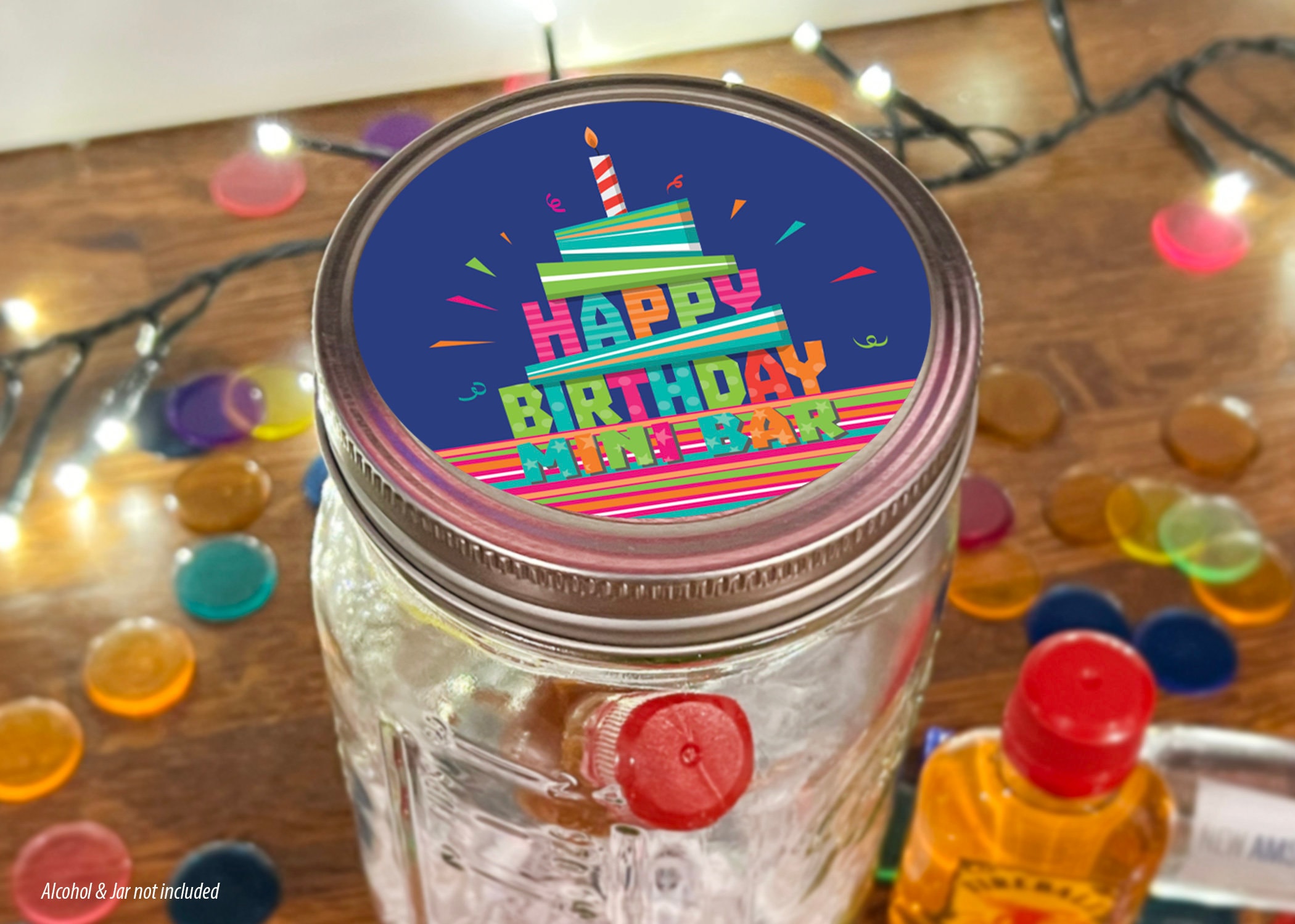 Instant Download Mini Bar in a Jar Lid Design - Happy Birthday Cake ...