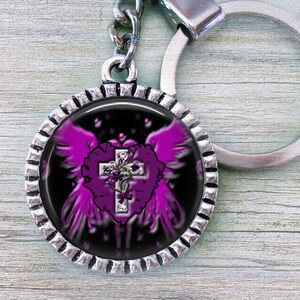 Gothic Purple Heart Keychain, Be My Valentine, Valentine's Day, Love ...