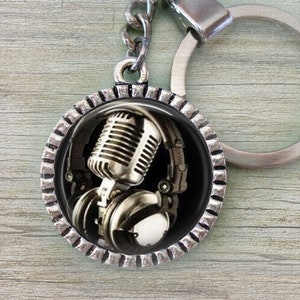 Vintage Shure Microphone and Headphones Keychain or Zipper Pull ...