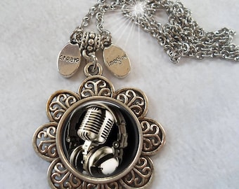 Microphone Charm Necklace Personalized Mic Charms Jewelry - Etsy