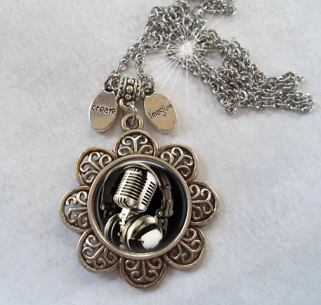 Microphone and Headphones Necklace W-imagine & Create Charms, Vintage ...