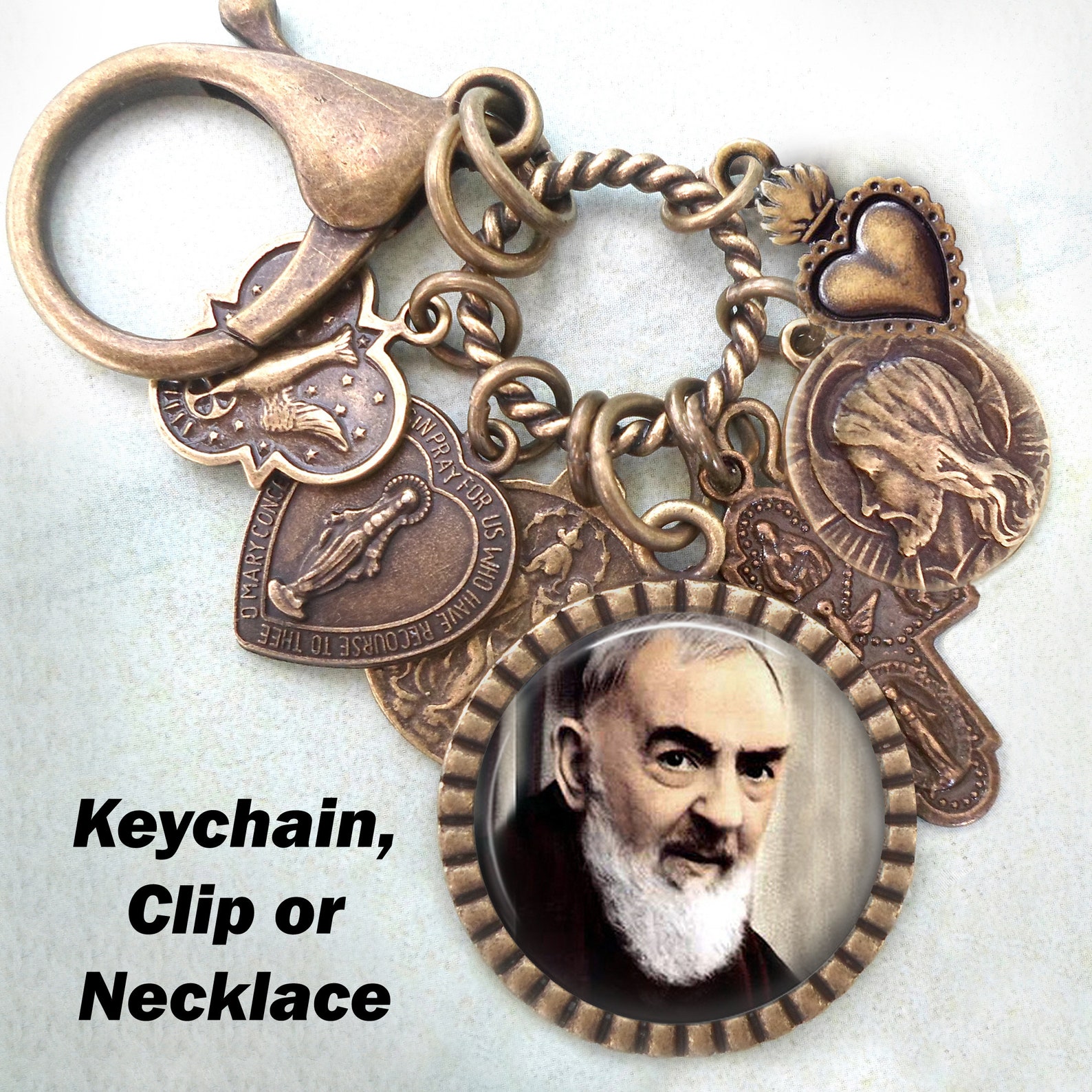 St. Pio of Pietrelcina Padre Pio Keychain Clip or Necklace - Etsy
