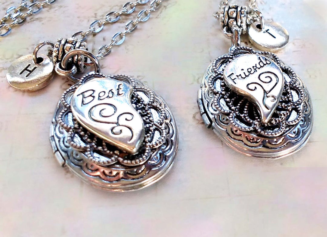 Best Friends Lockets, Set of 2, BFF Gift, Personalized With Letter ...
