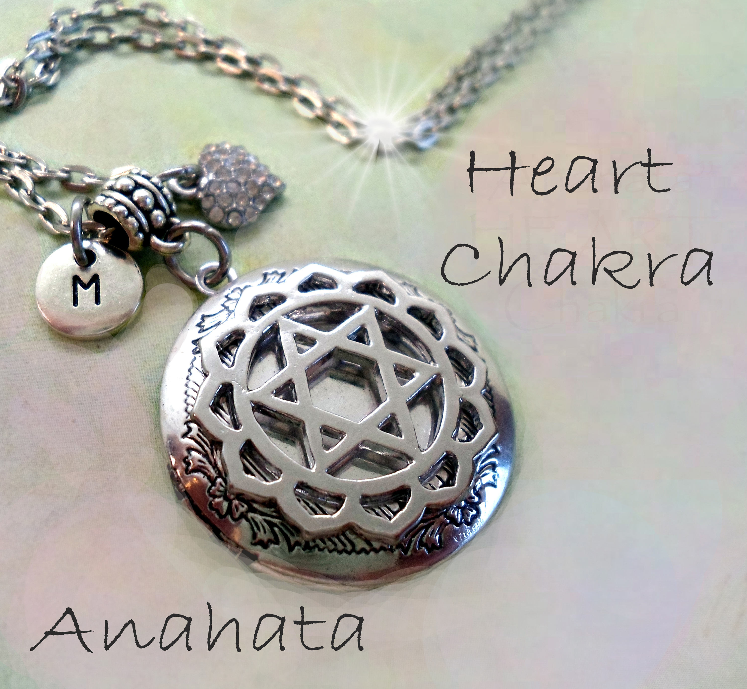 Anahata Heart Chakra Locket W-heart and Letter Charm, Lord Aadi Shakti ...