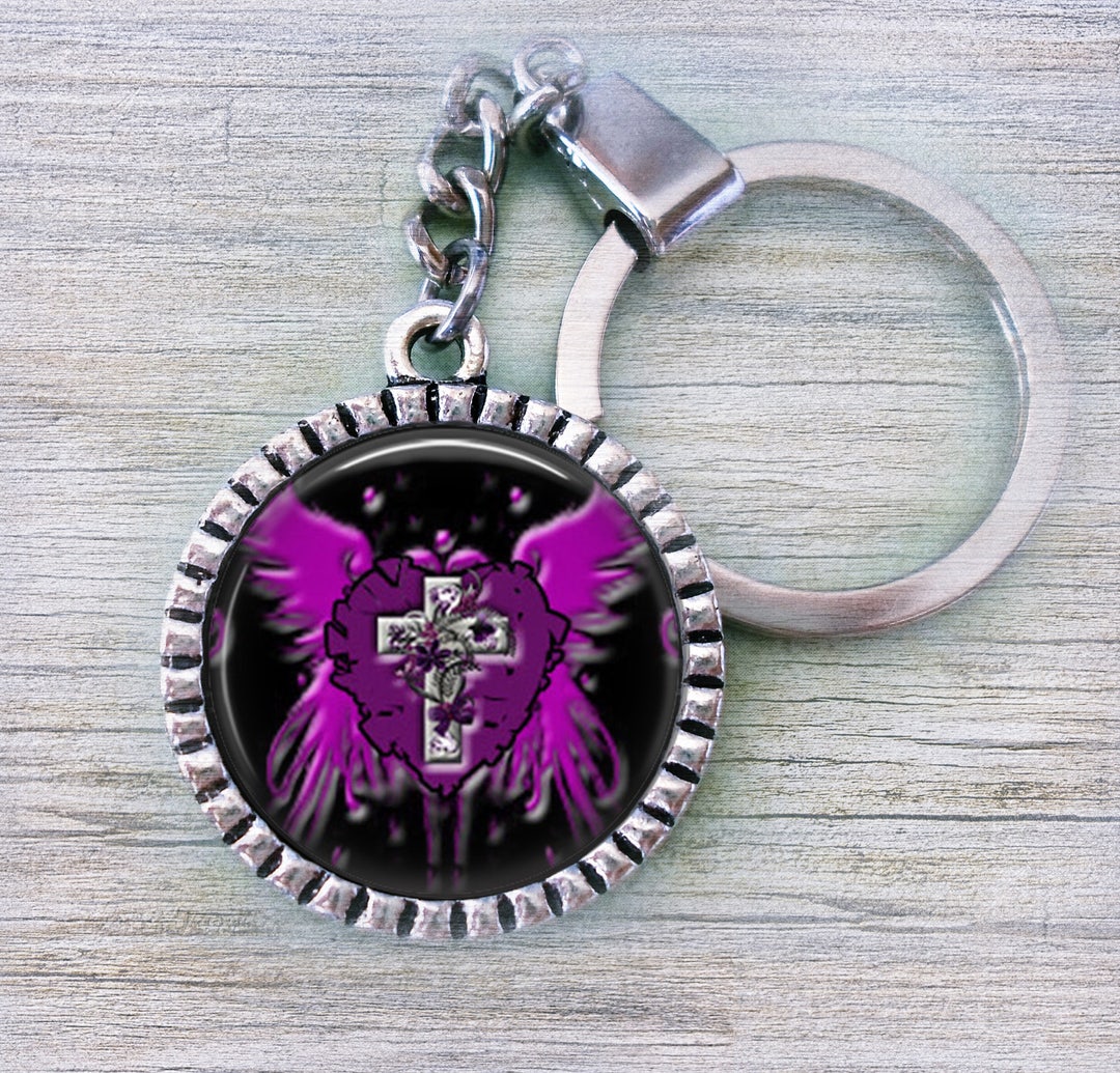 Gothic Purple Heart Keychain, Be My Valentine, Valentine's Day, Love ...