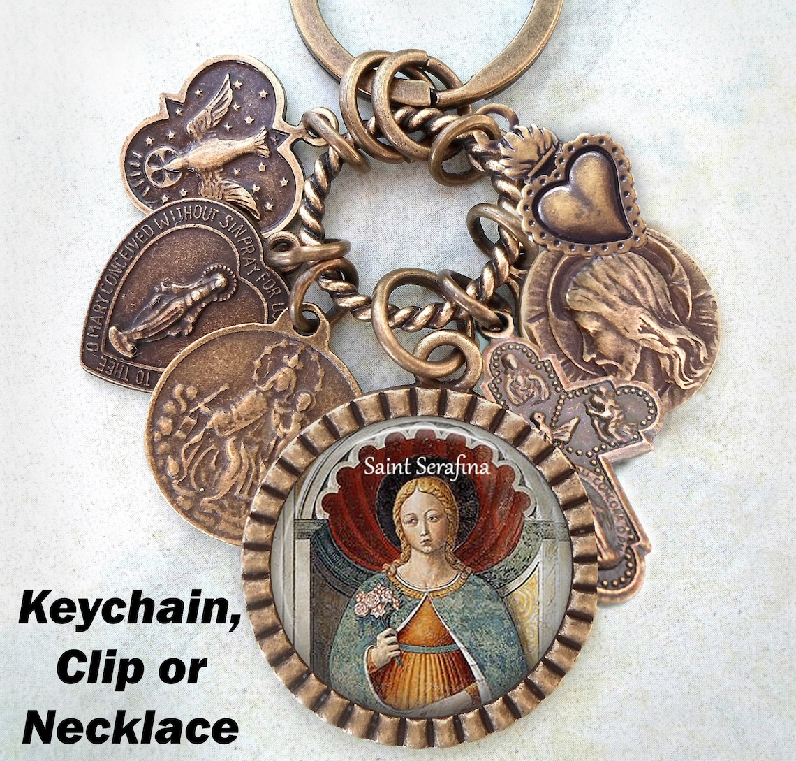St. Serafina Necklace, Keychain or Clip, Patron Saint, Confirmation ...