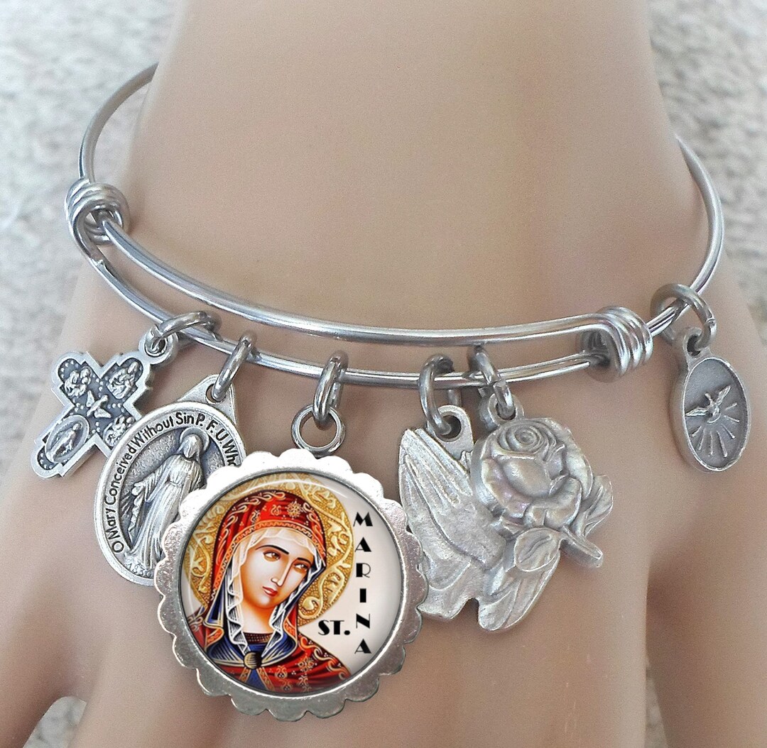 Saint Marina of Antioch Bangle Bracelet, Confirmation Gift, Patron ...