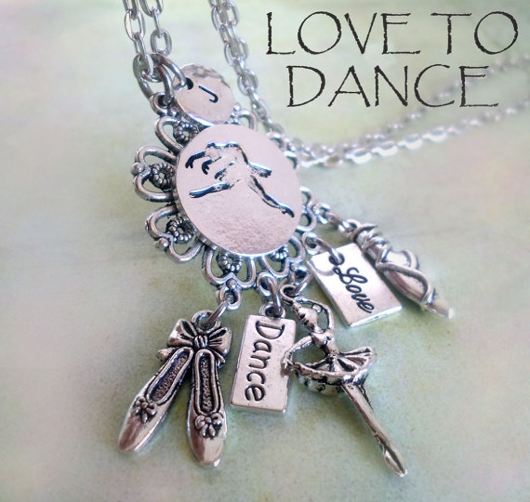 Ballet Dancer Necklace W-letter Charm of Your Choice, Birthday Gift,i ...