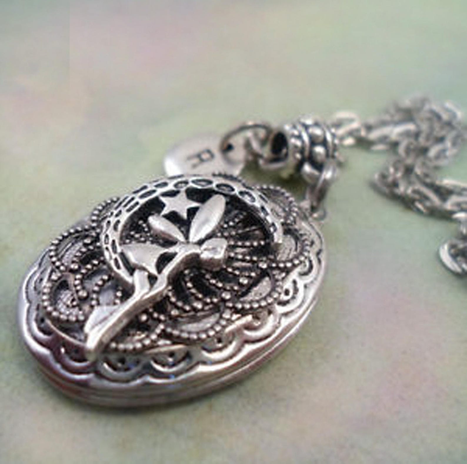 Fairy Locket Fairy on Moon With Star Necklace Personalized | Etsy