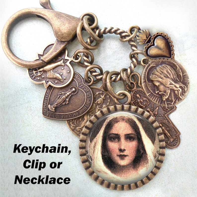 Queen of Heaven, Virgin Mary Keychain, Clip or Necklace, Catholic ...