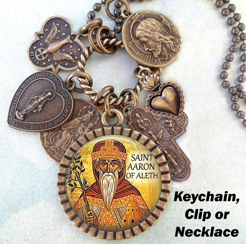 St. Aaron of Aleth Keychain Clip or Necklace Patron Saint - Etsy