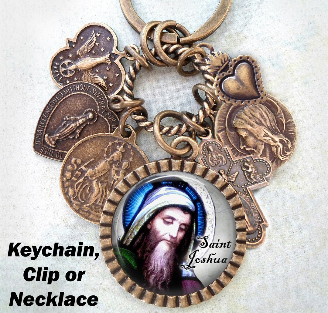 St. Joshua Necklace, Clip or Keychain, Patron Saint, Confirmation Gift ...
