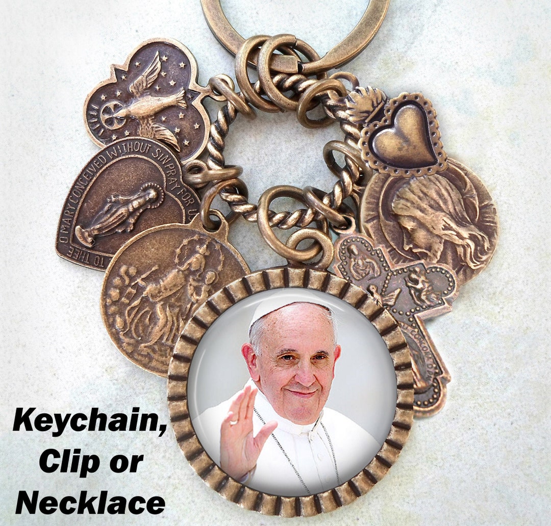 Pope Francis Keychain, Clip or Necklace, Jorge Mario Bergoglio ...