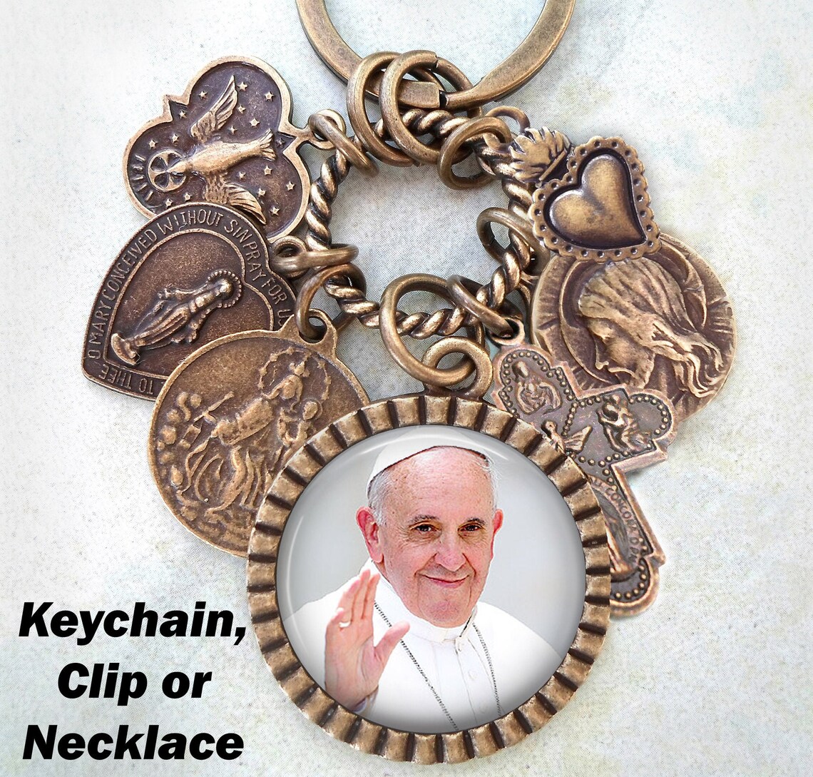 Pope Francis Keychain, Clip or Necklace, Jorge Mario Bergoglio ...