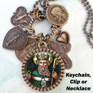St. Patrick Keychain, Clip or Necklace, Patron Saint, Confirmation Gift ...