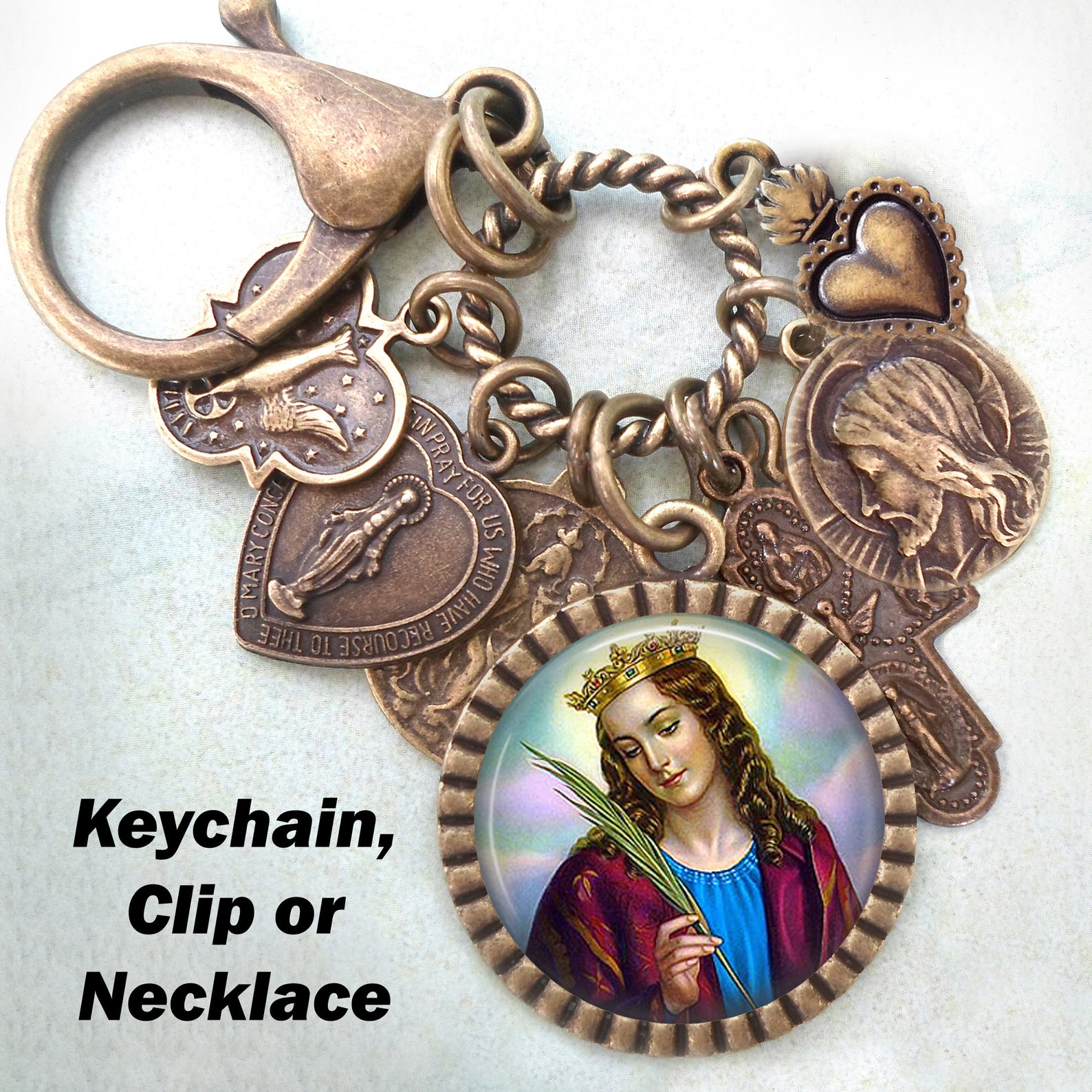 St. Catherine of Alexandria Necklace, Keychain or Clip, Patron Saint ...