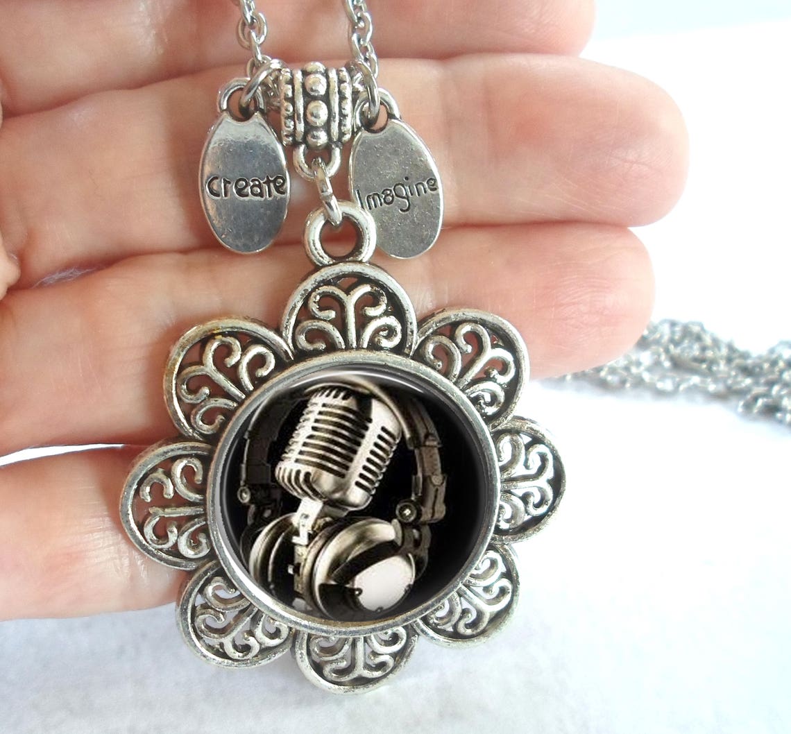 Microphone and Headphones Necklace W-imagine & Create Charms, Vintage ...